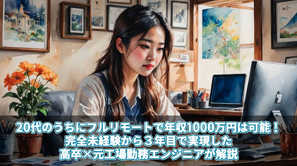 20代のうちにフルリモートで年収1000万円は可能！完全未経験から3年目で実現した高卒×元工場勤務エンジニアが解説